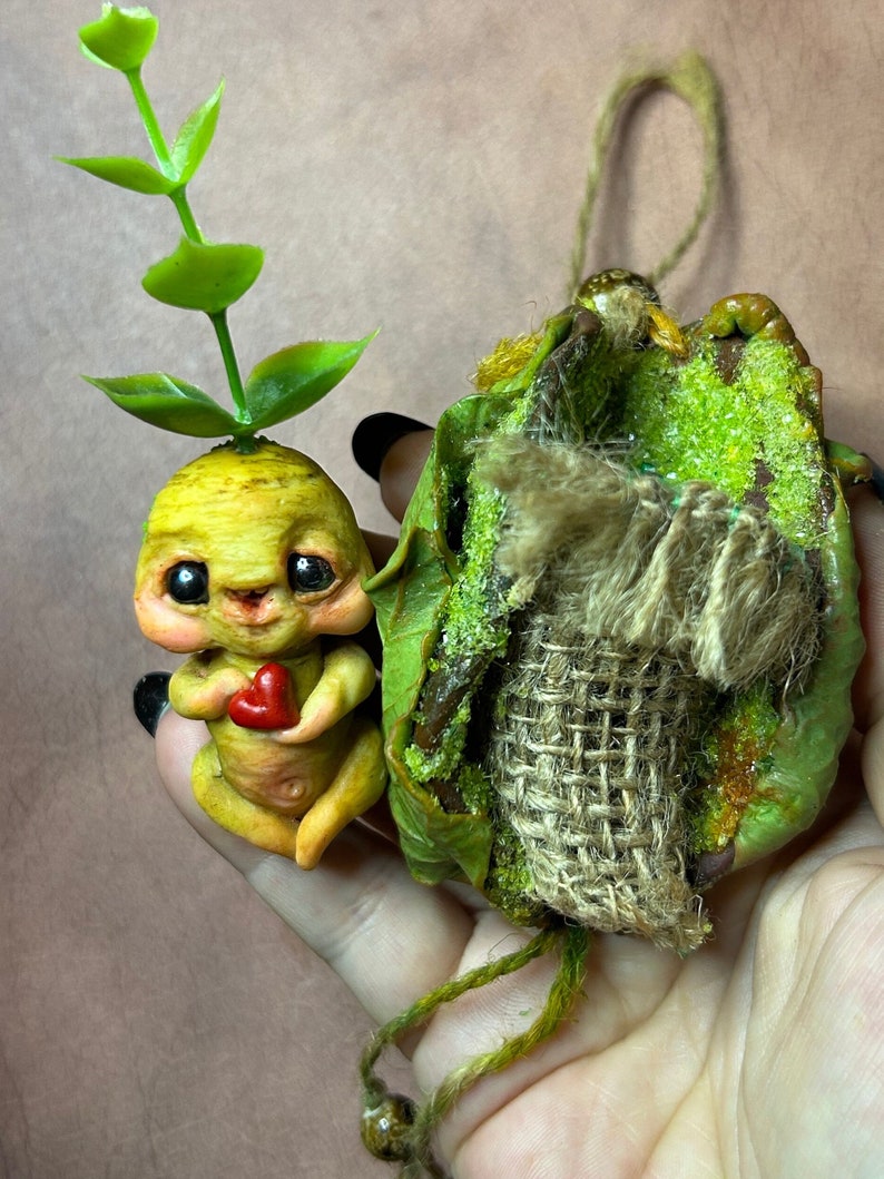 Cute Baby Mandragora With Its Cocoon, Fantasy Creature Mandrake ...