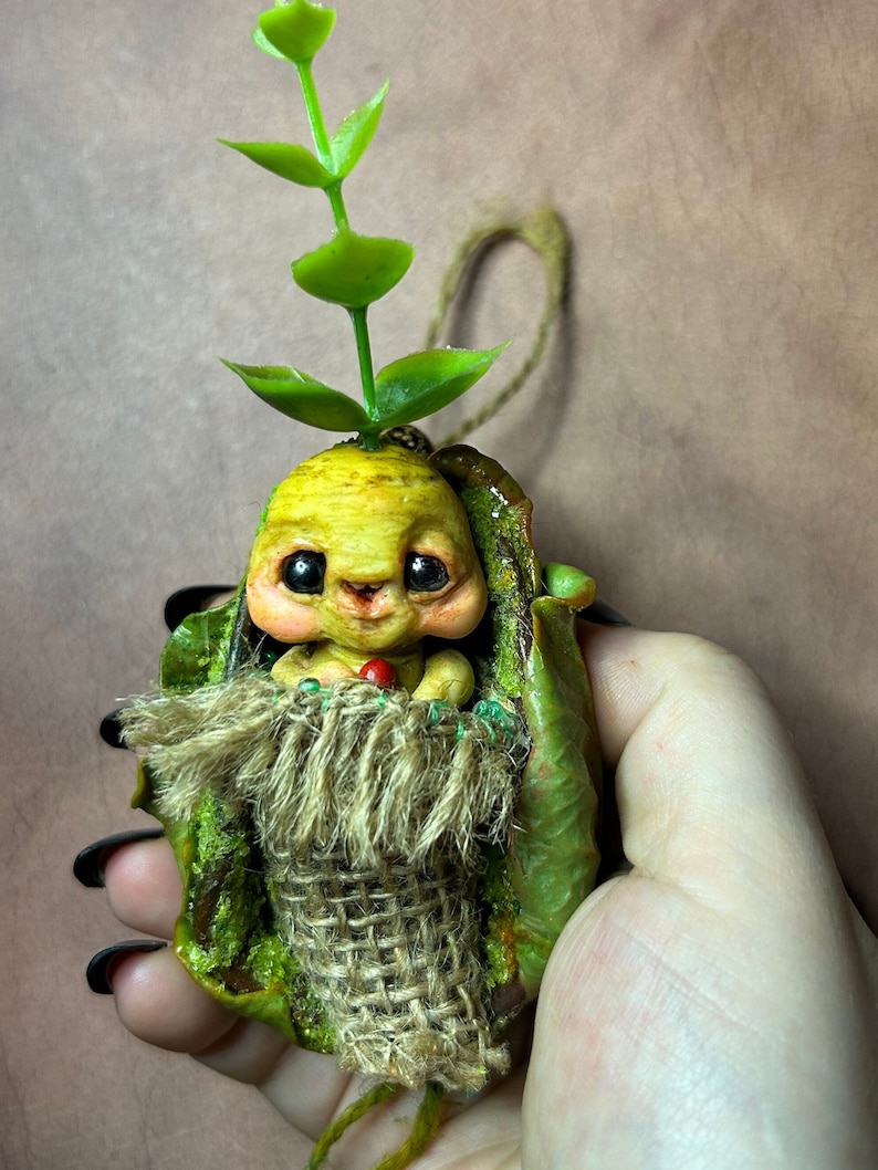 Cute Baby Mandragora With Its Cocoon, Fantasy Creature Mandrake ...
