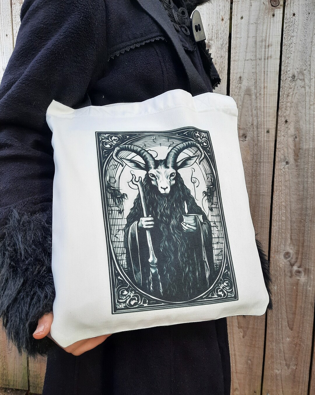 Baphomet Tote Bag Occult Fashion Goth Goat-headed God - Etsy