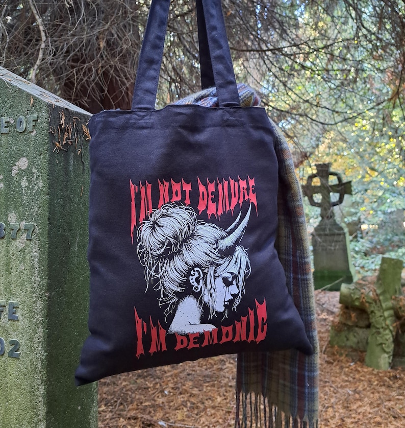 Goth Tote Bag • Demon Girl Art Bag • Alternative Aesthetic Tote ...