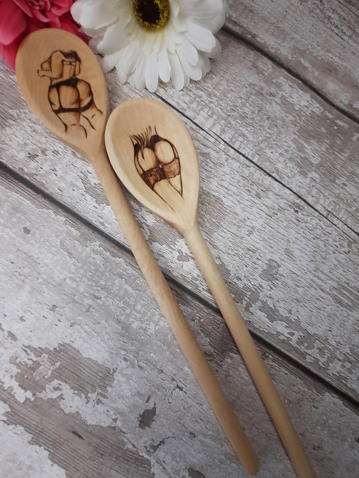 Erotic Hand burned Art Wooden Rude Spoon Suspenders Lingerie | Etsy