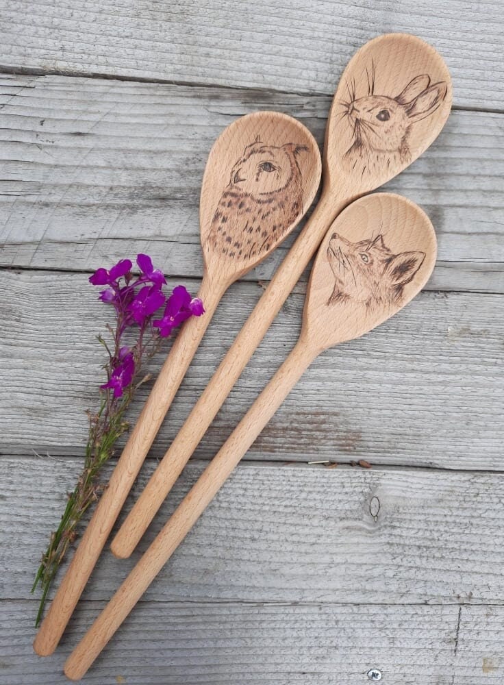kitchen decor woodburned spoons rustic kitchen farmhouse kitchen gifts ...