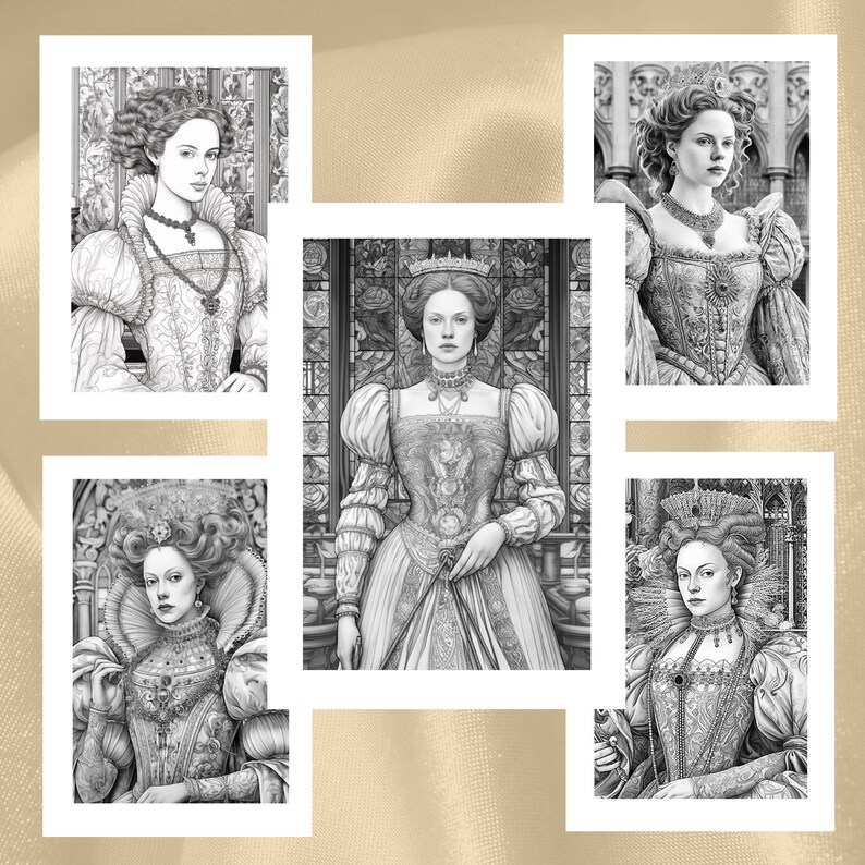 Tudor Beauties Coloring Book, Adults Instant Download Coloring Book ...