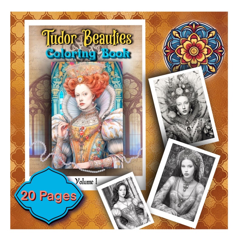 Tudor Beauties Coloring Book, Adults Instant Download Coloring Book ...