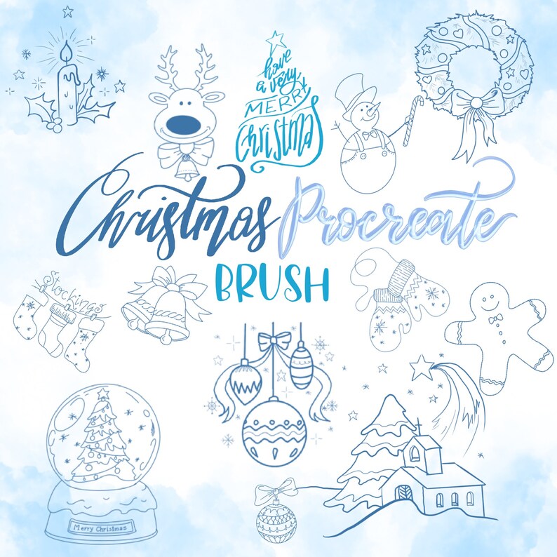 Christmas Procreate Brushes Stamps Template Procreate | Etsy