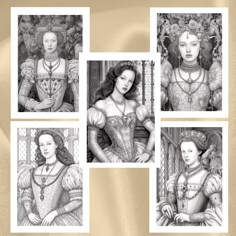 Tudor Beauties Coloring Book, Adults Instant Download Coloring Book ...