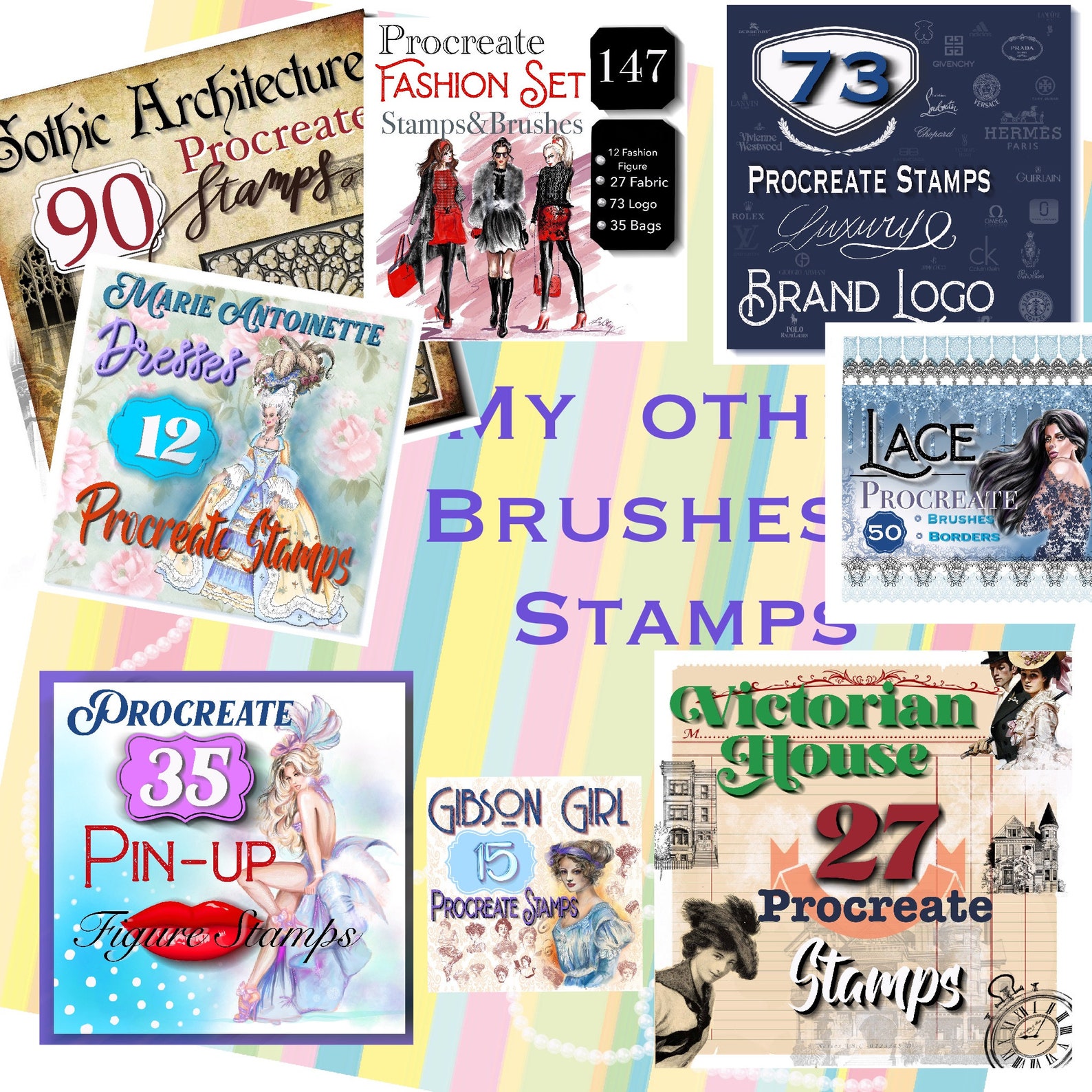 Procreate Vintage Cottage House, Procreate Farmhouse Stamps 30 ...