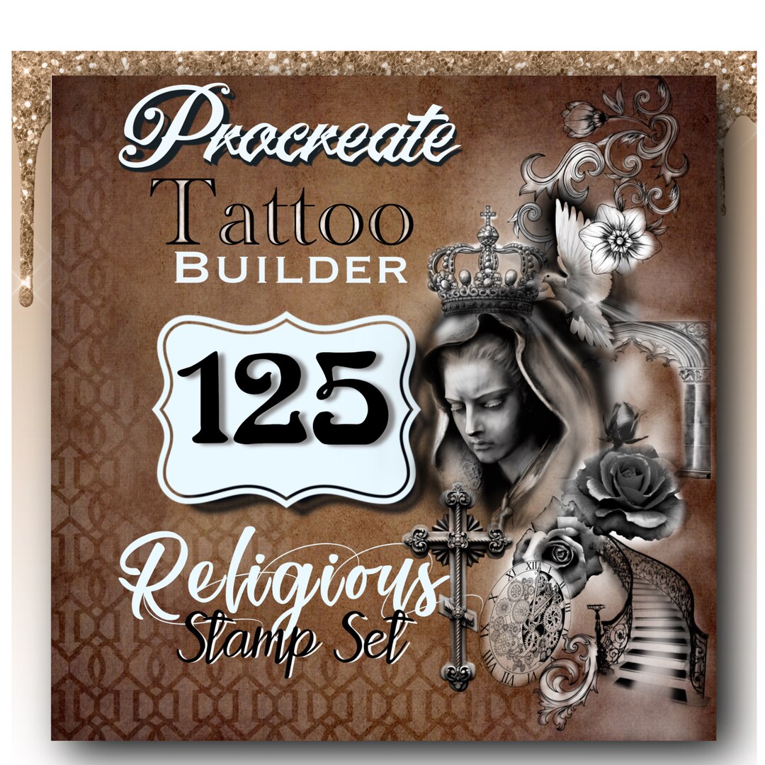 125 Procreate Tattoo Brushes, Religious Tattoo Stamps, Procreate Tattoo ...