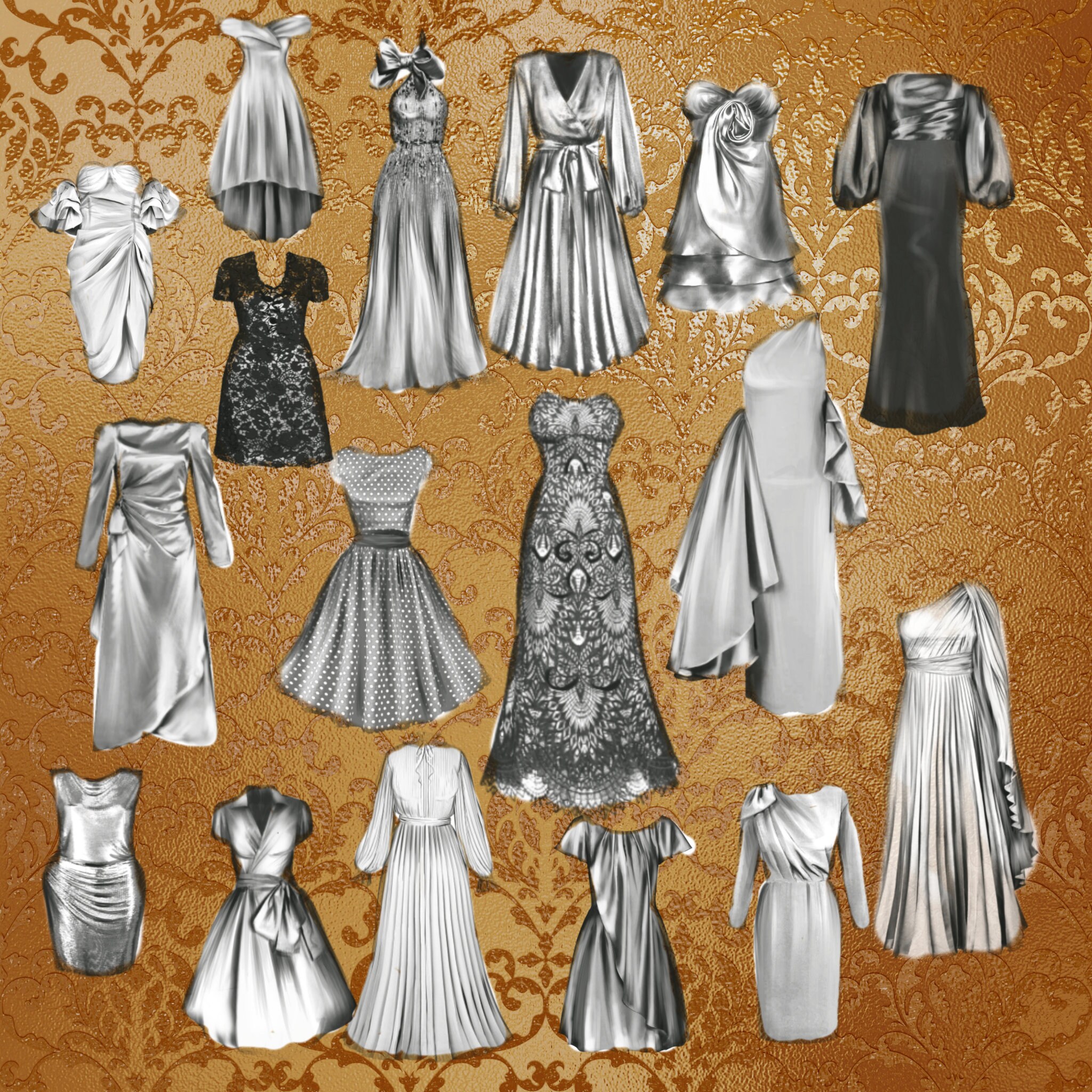 Procreate Evening Dresses Brushes, Royal Dresses Stamps Brush, Casual Procreate Dress Stamps - Etsy