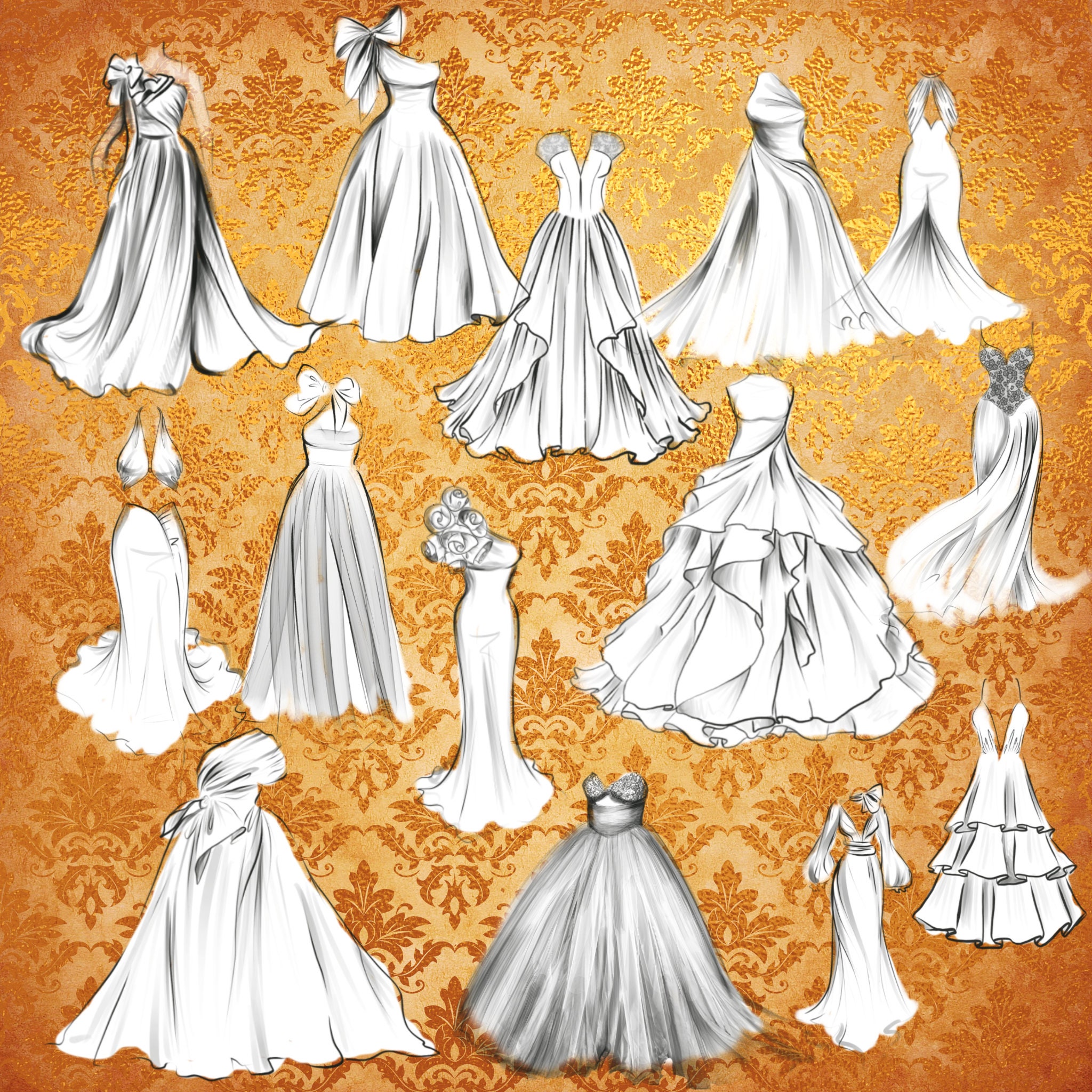 Procreate Evening Dresses Brushes, Royal Dresses Stamps Brush, Casual Procreate Dress Stamps - Etsy