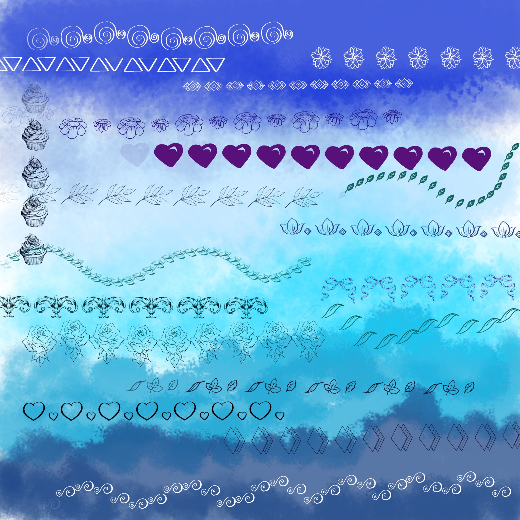 45 Procreate Brushes, Procreate Brushes Pack, Dividers, Vintage, Lines, Stamp, Borders, Pattern ...