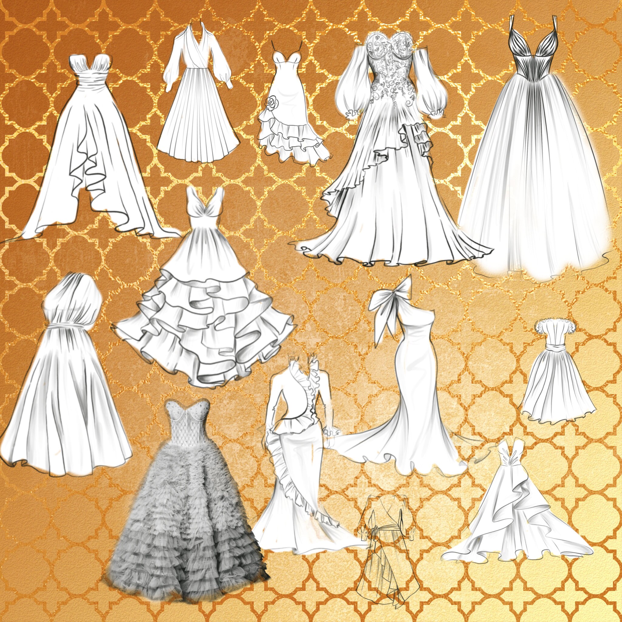 Procreate Evening Dresses Brushes, Royal Dresses Stamps Brush, Casual Procreate Dress Stamps - Etsy