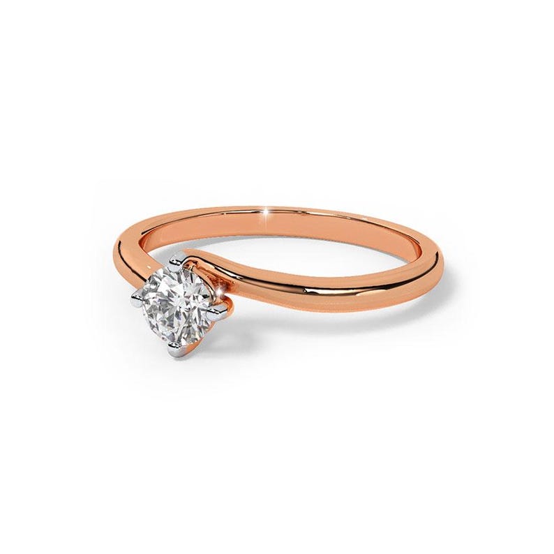 Buy Lab Grown 0.25 Ct Diamond Ring, 14K Rose Gold Twisted Band Online ...