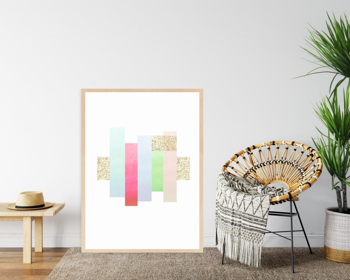 Colorful Geometric Art Print Rectangle Modern Design with | Etsy