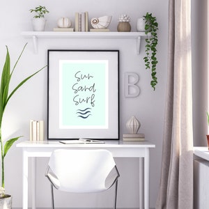Sun Sand Surf Art Print, Beach Inspired Wall Decor, Coastal Art ...
