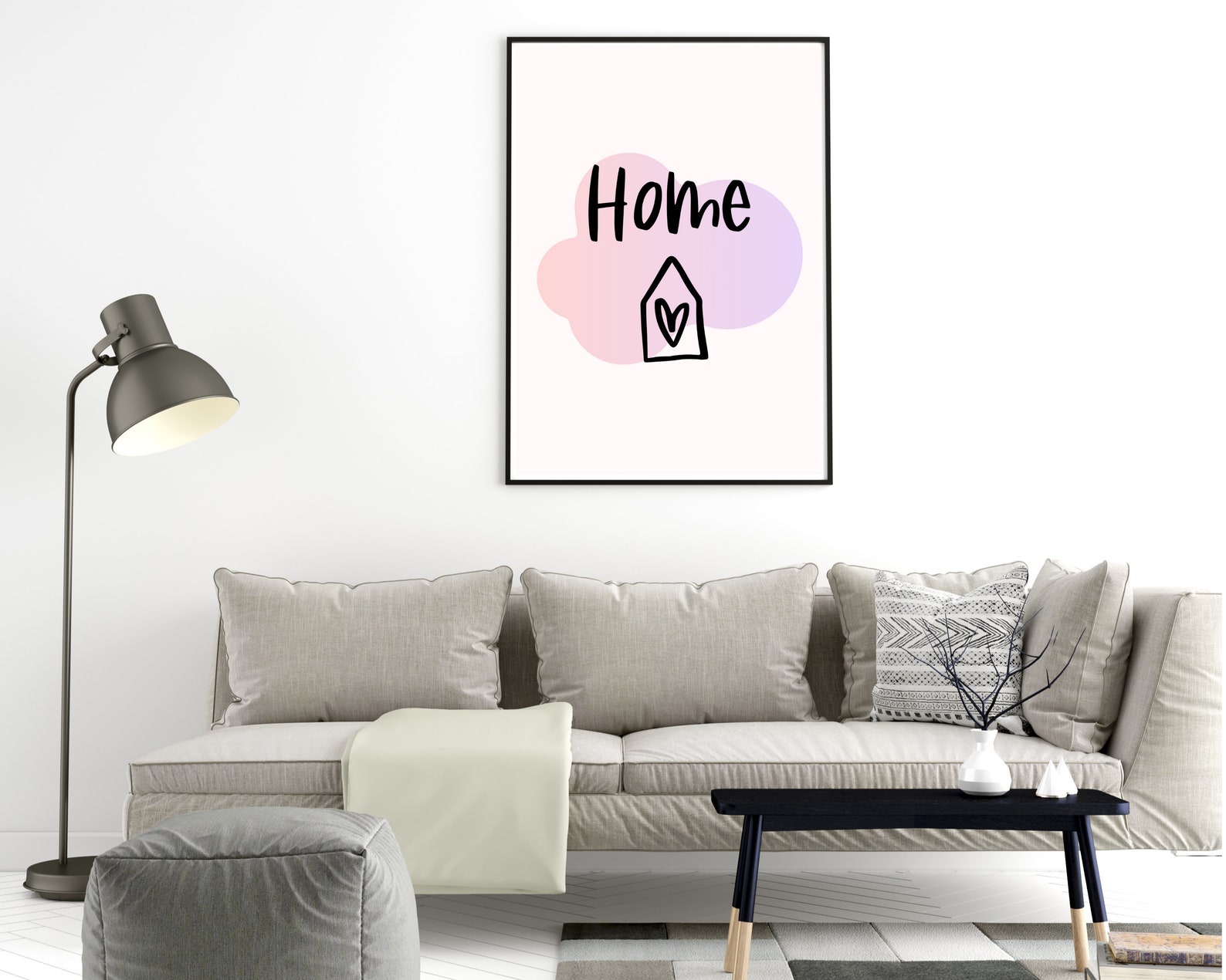 Home Art Print Pink & Purple Colors Cute Wall (Instant Download) - Etsy
