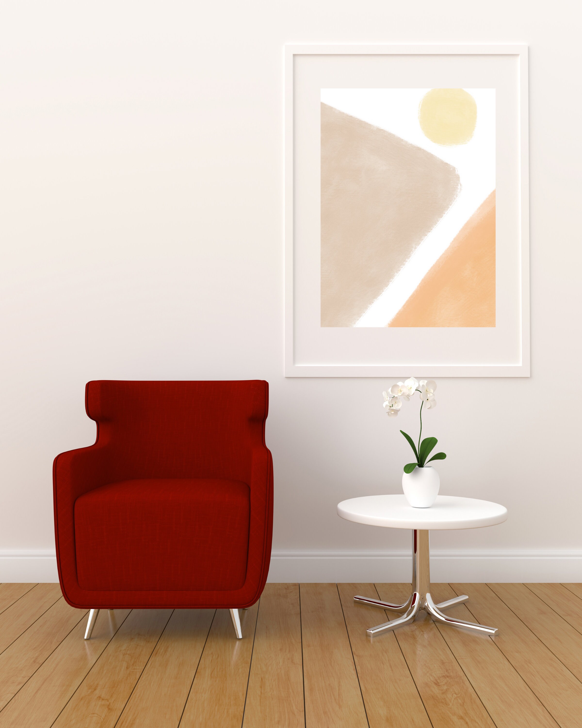 Minimalist Art Print, Tan, Yellow, and Orange, Abstract Wall Art ...