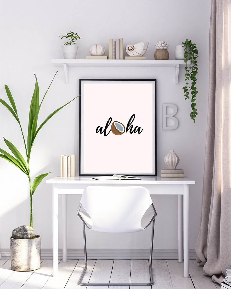 Aloha Art Print Coconut Art Printable Wall Decor Beach Home - Etsy