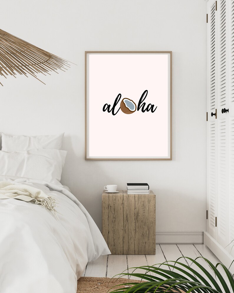 Aloha Art Print Coconut Art Printable Wall Decor Beach Home - Etsy