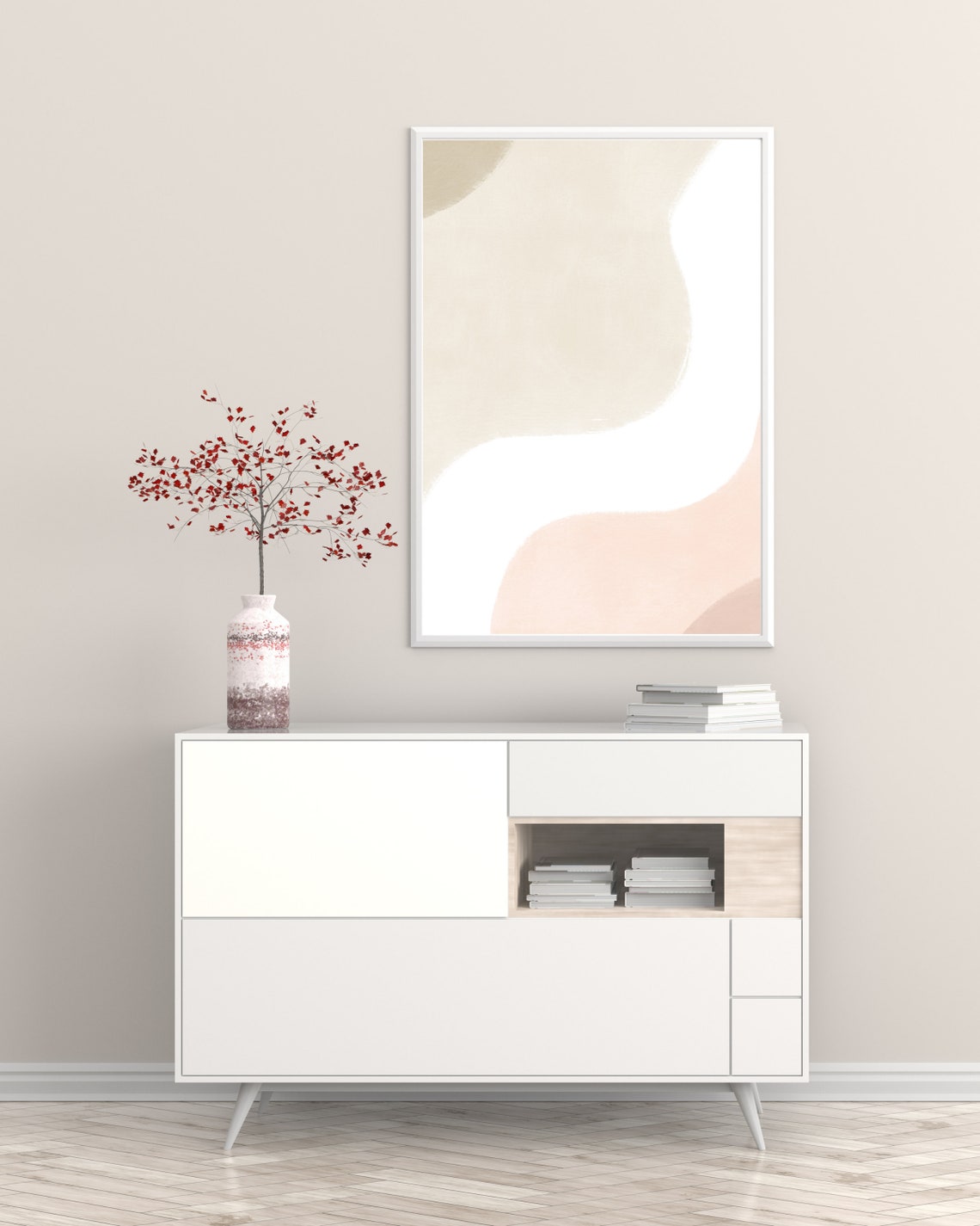 Neutral Art Print Abstract Wall Art Pink and Beige Art | Etsy