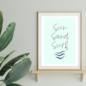 Sun Sand Surf Art Print, Beach Inspired Wall Decor, Coastal Art ...