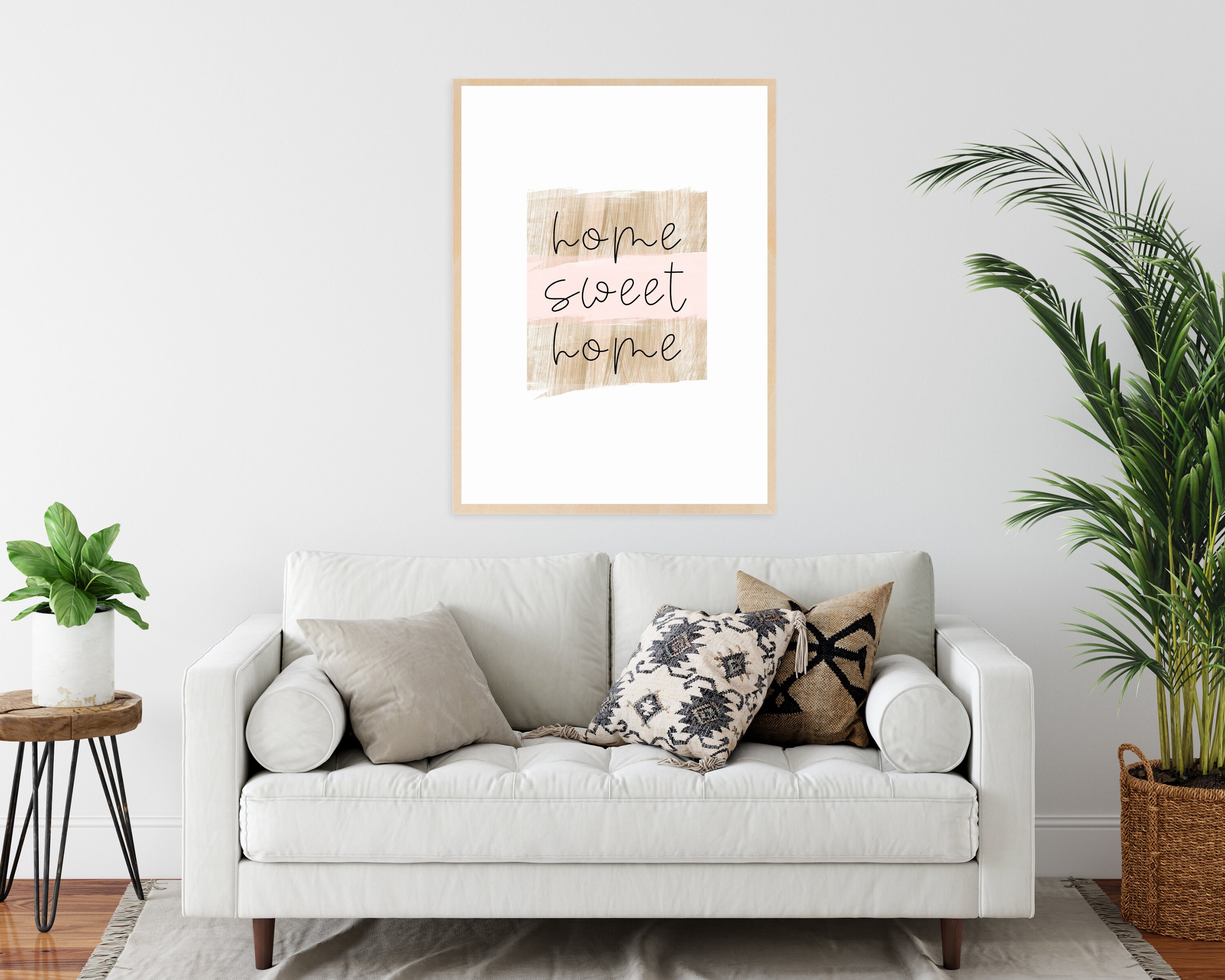 Home Sweet Home Art Print in Blush Pink and Beige - Etsy