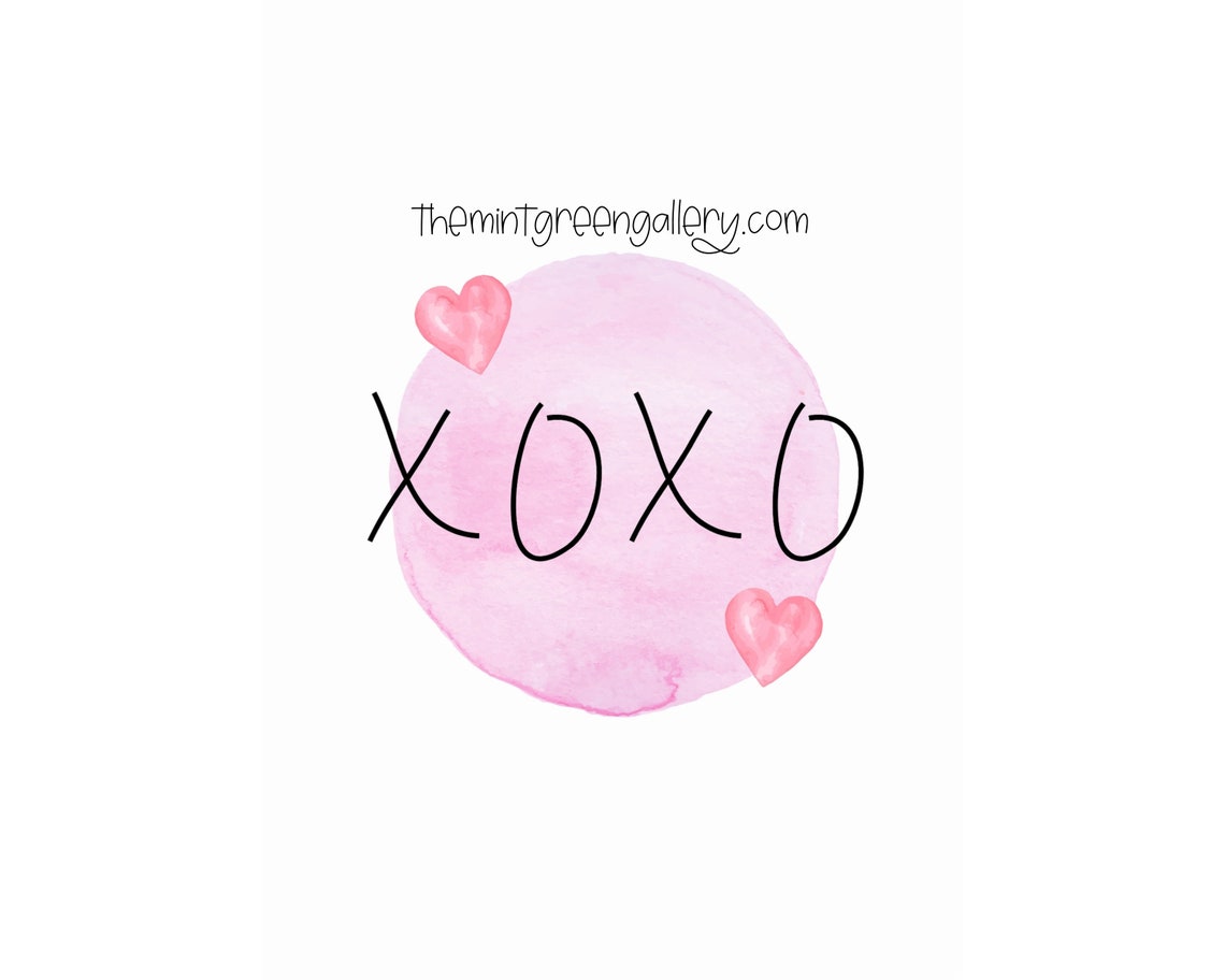 XOXO Art Print Pink Hearts Wall Art Valentine's Day Gift - Etsy