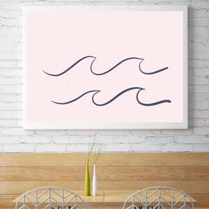 Waves Art Print, Light Pink Wall Art, Digital Art Print, Instant ...