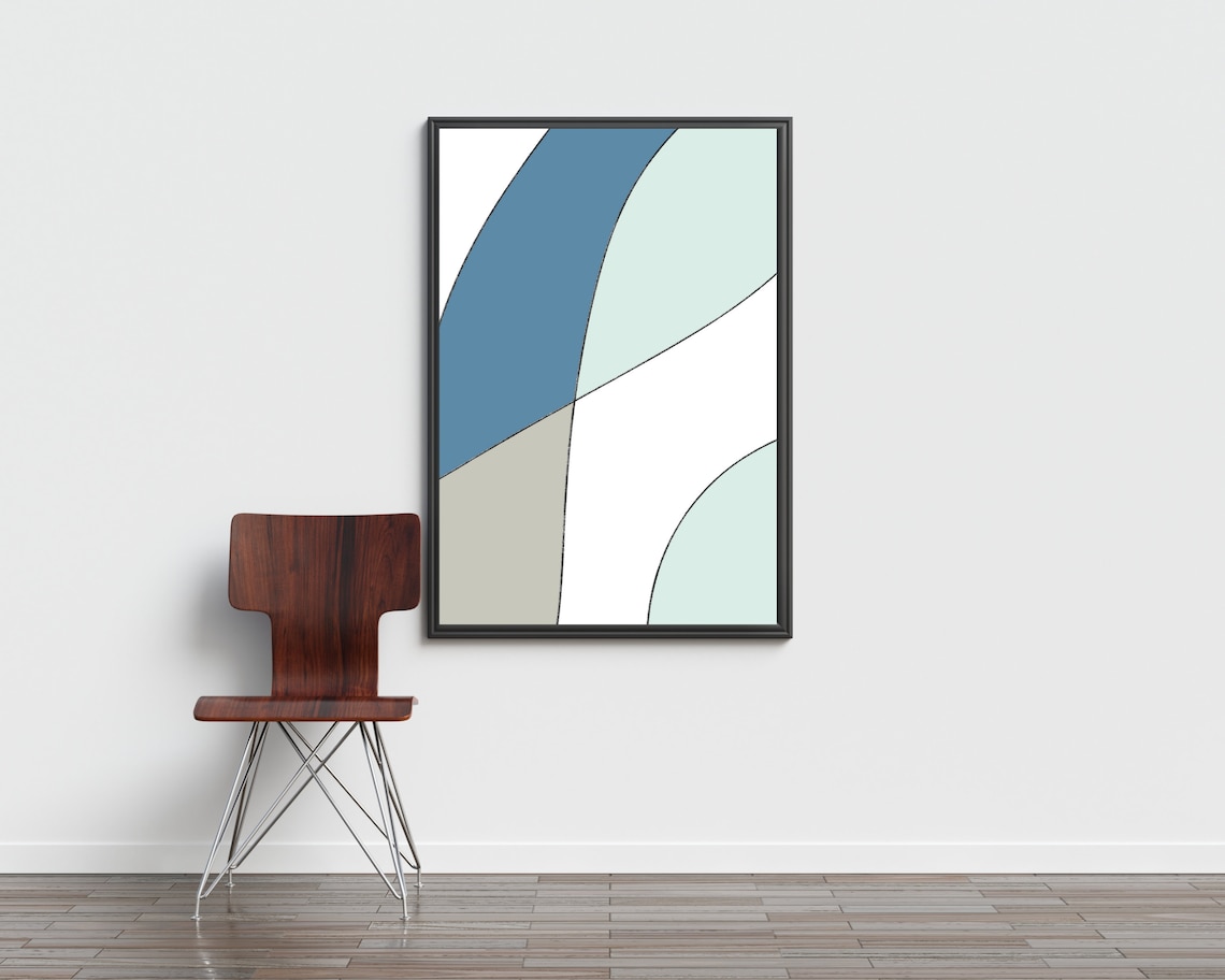 Blue Abstract Art Print Printable Wall Art Shades of Blue | Etsy