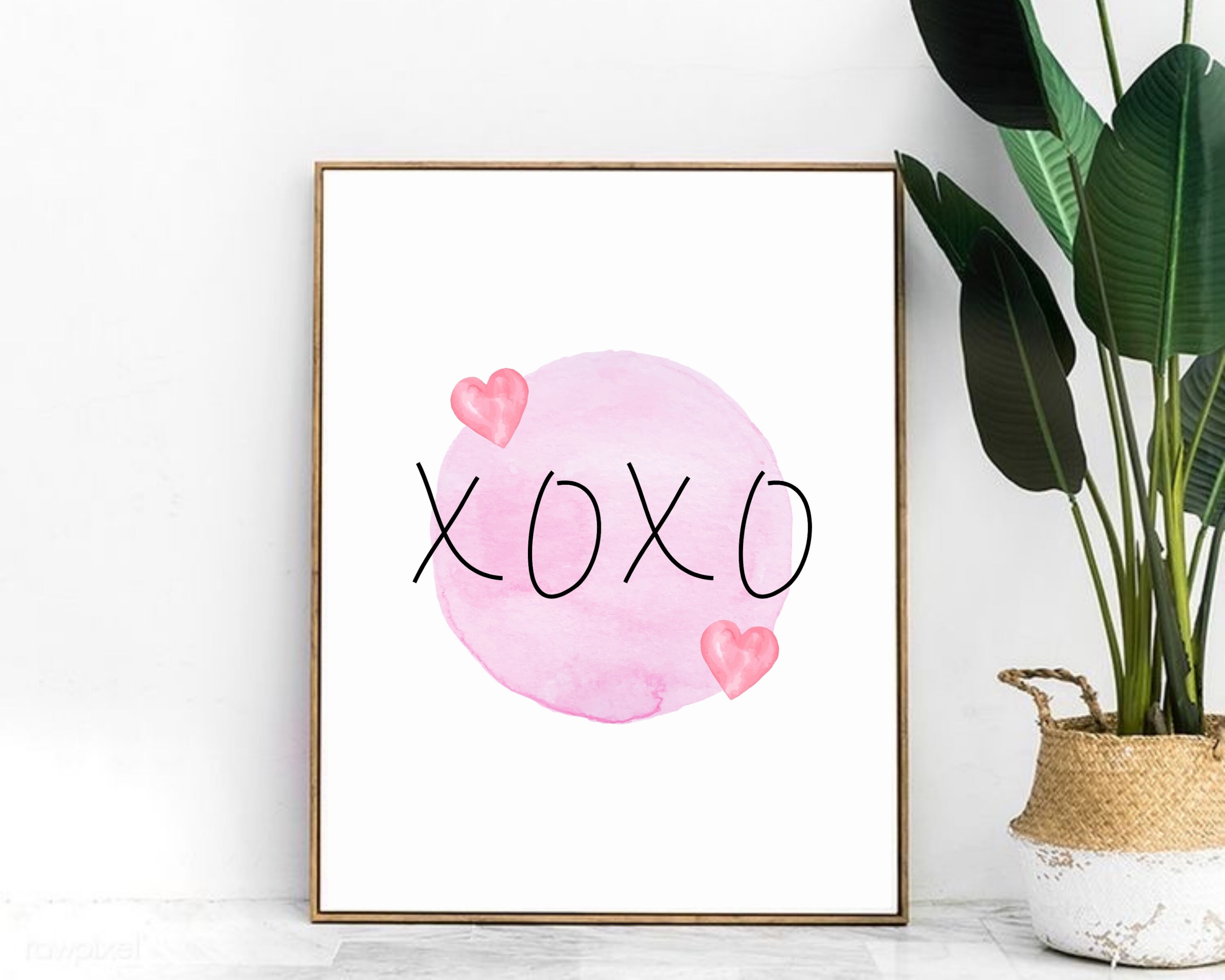 XOXO Art Print Pink Hearts Wall Art Valentine's Day Gift - Etsy