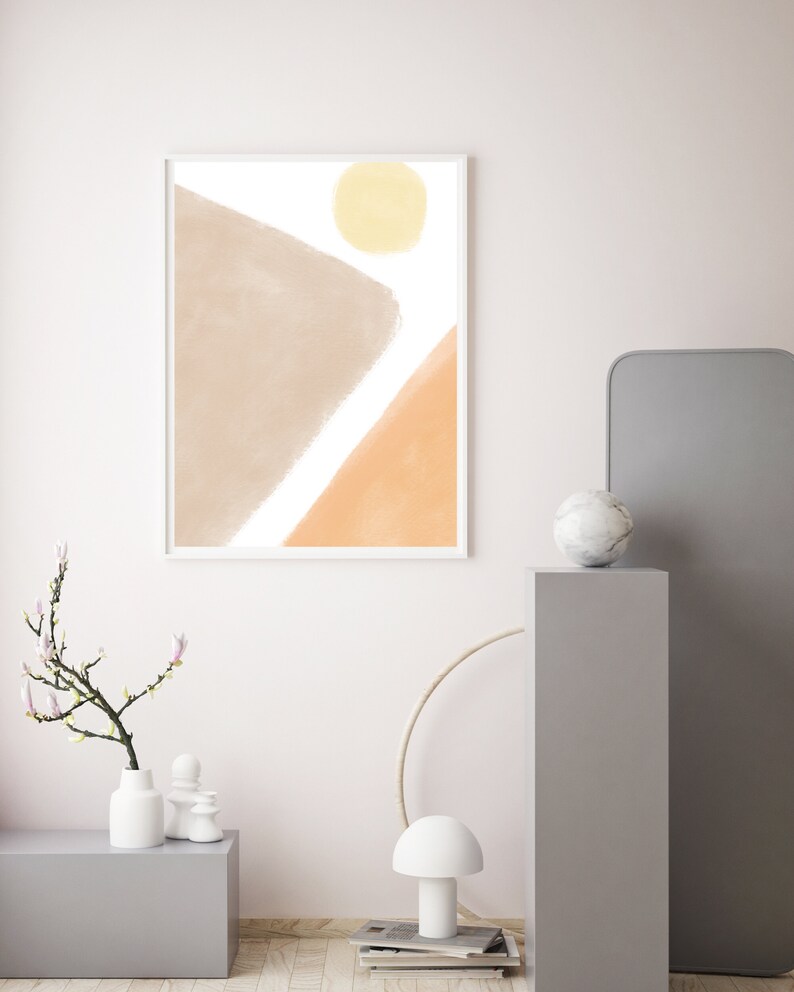 Minimalist Art Print, Tan, Yellow, and Orange, Abstract Wall Art ...