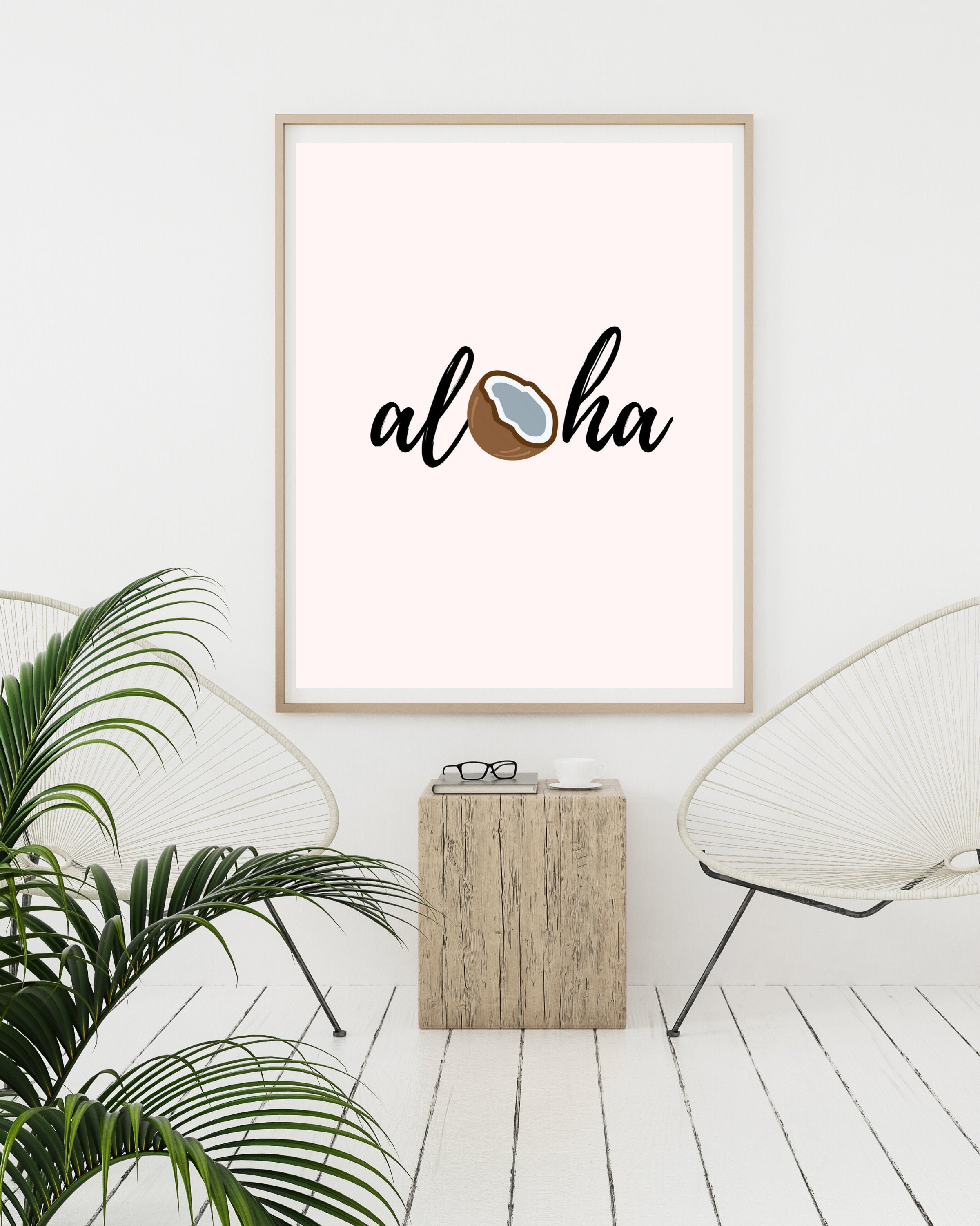 Aloha Art Print Coconut Art Printable Wall Decor Beach Home - Etsy