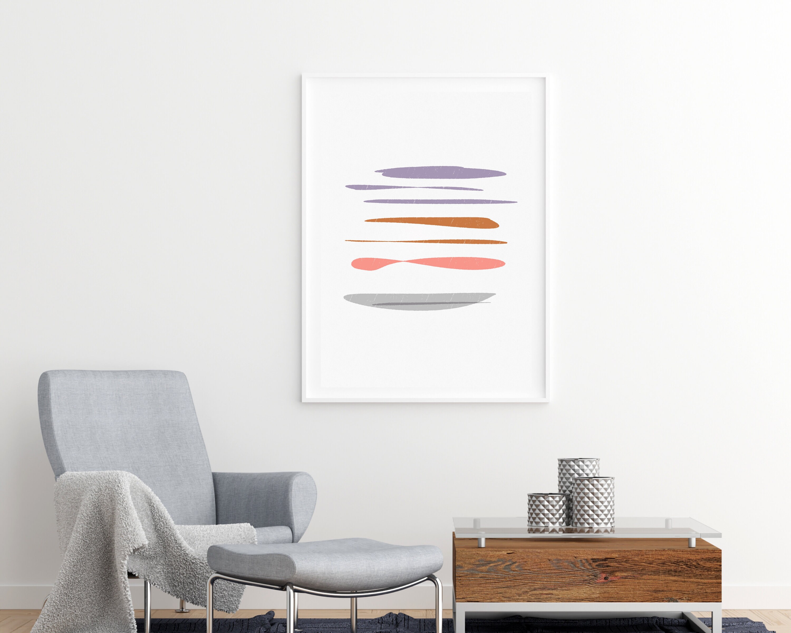 Minimalist Art Print, Multi-colored Abstract Lines, Unique Digital ...