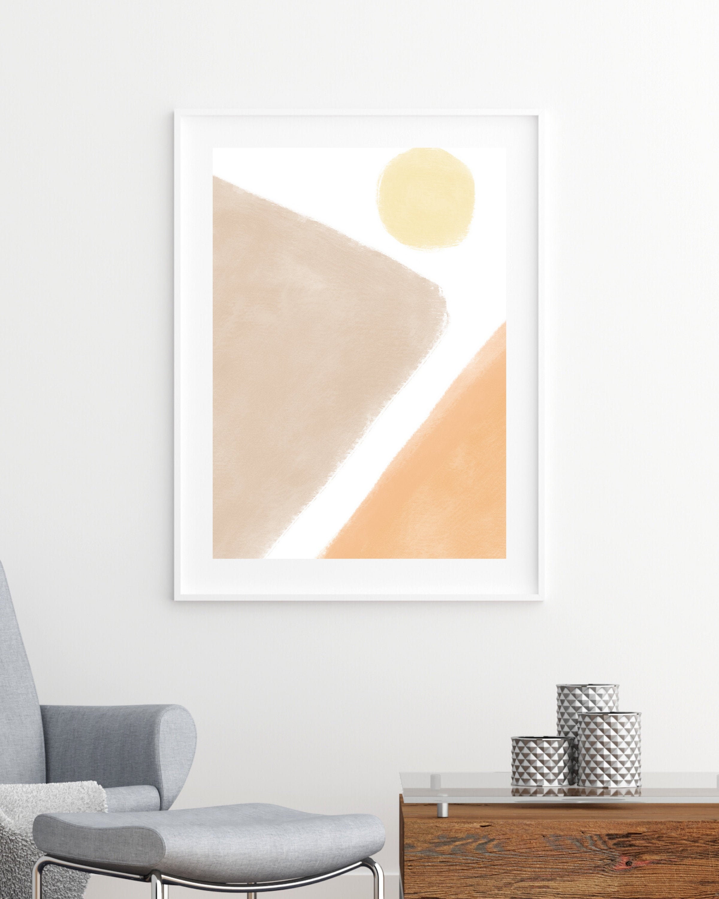 Minimalist Art Print, Tan, Yellow, and Orange, Abstract Wall Art ...