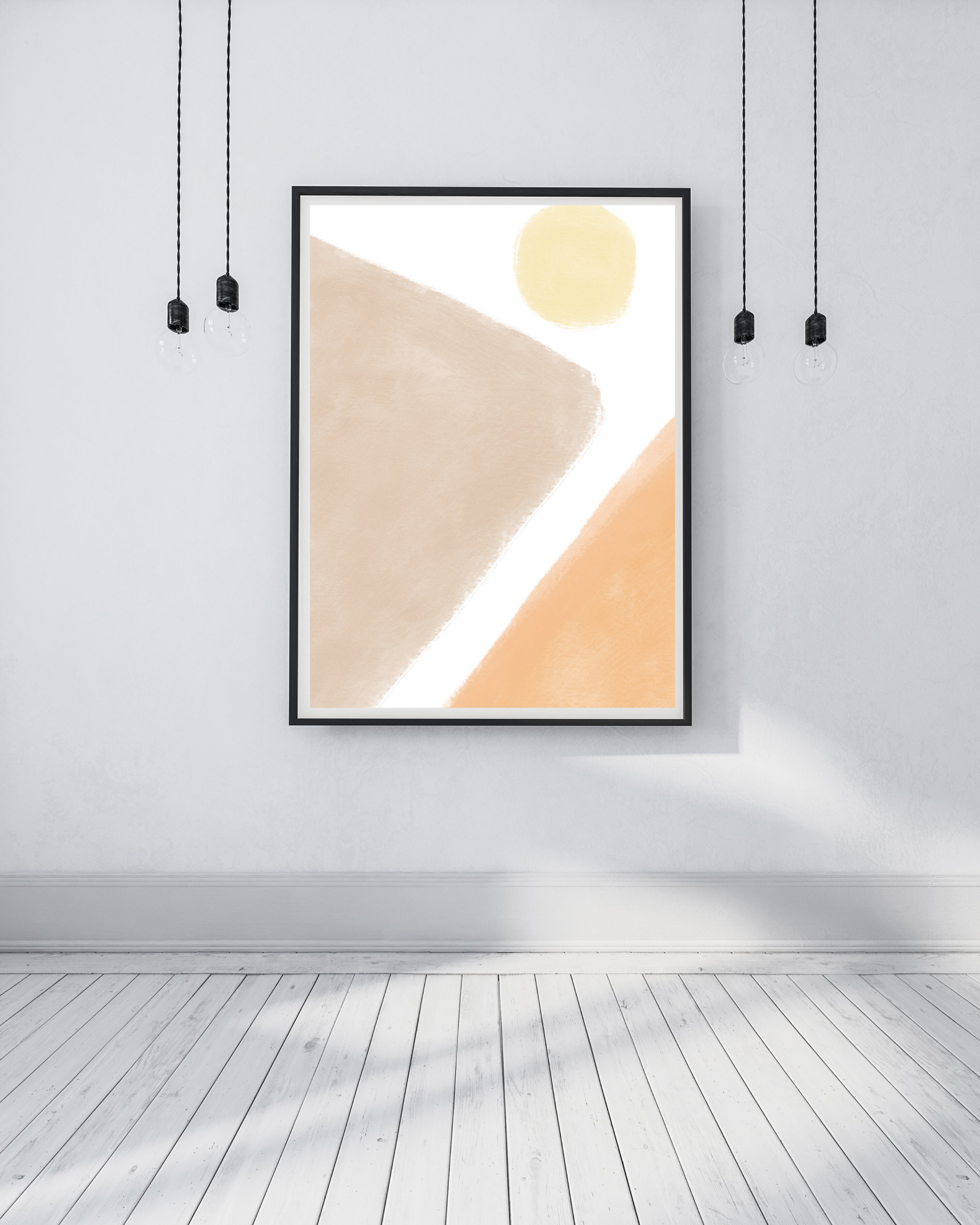Minimalist Art Print, Tan, Yellow, and Orange, Abstract Wall Art ...