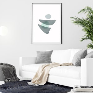 Gray & Mint Green Abstract Art Print, Mid Century Art, Minimalist Wall ...
