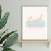 Beach Bum Print, Peach Pink and Blue, Coastal Print, Printable Wall Art ...