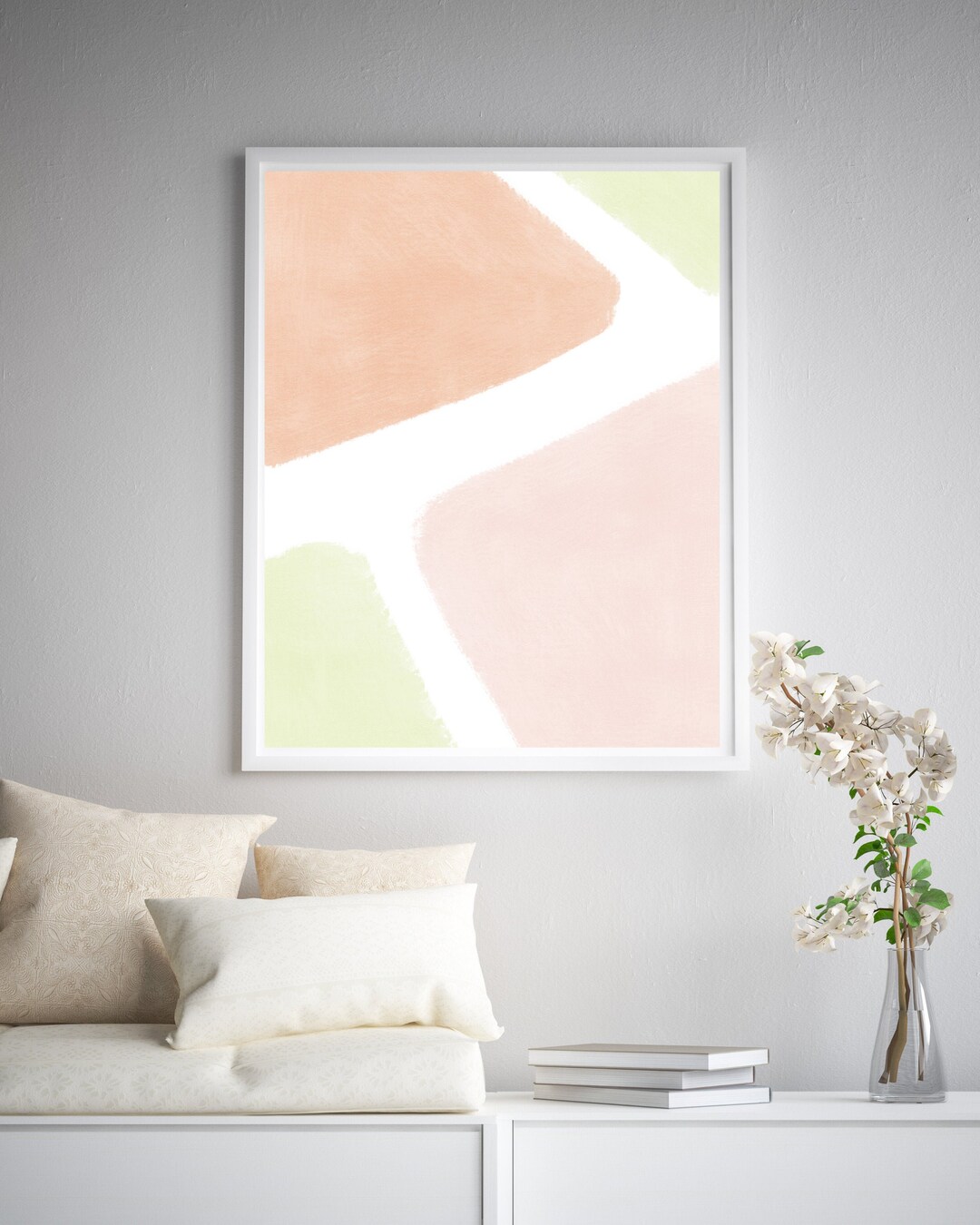Bright Colored Abstract Art Print, Orange Pink & Lime Green, Modern Art ...
