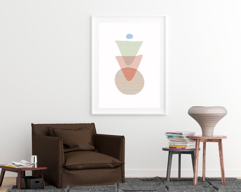 Geometric Lined Art Print Unique Digital Print Instant | Etsy