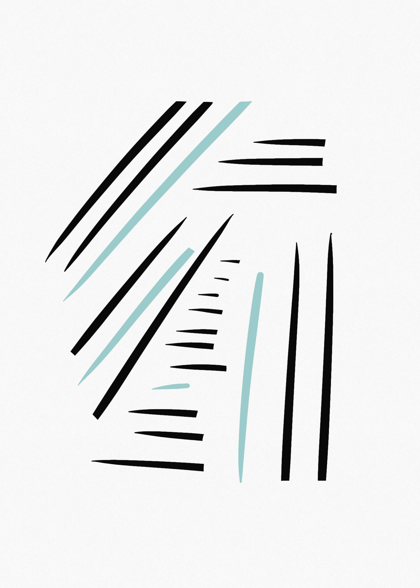 Abstract Black Lines Digital Art Print, Simple and Modern Style Wall ...