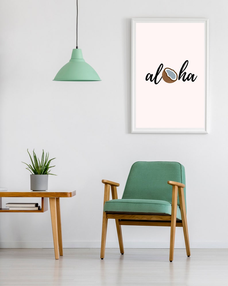 Aloha Art Print Coconut Art Printable Wall Decor Beach Home - Etsy