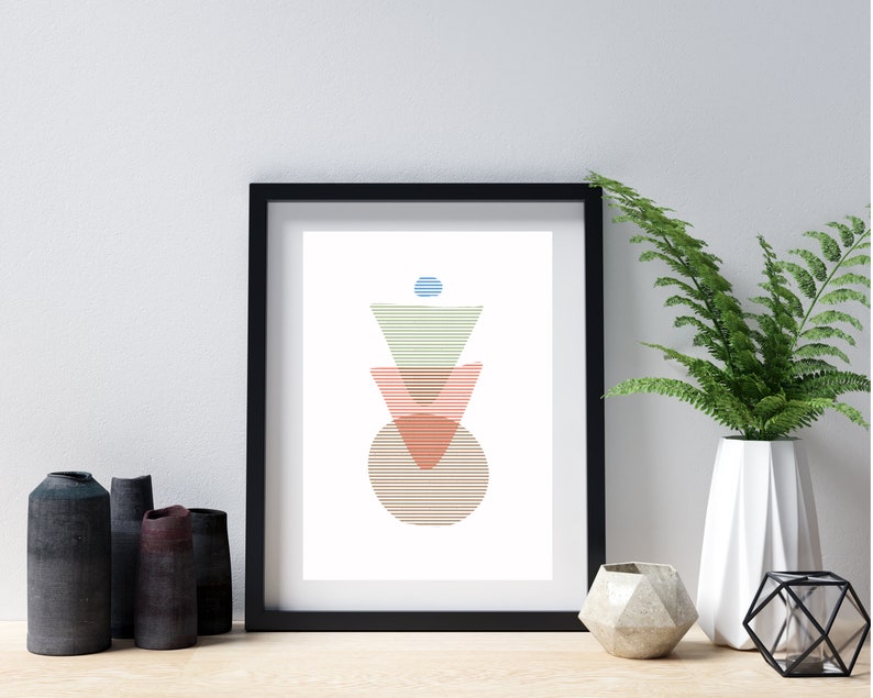 Geometric Lined Art Print Unique Digital Print Instant | Etsy