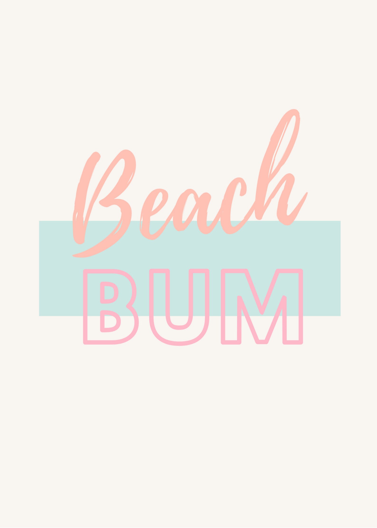 Beach Bum Print Peach Pink and Blue Coastal Print Printable - Etsy