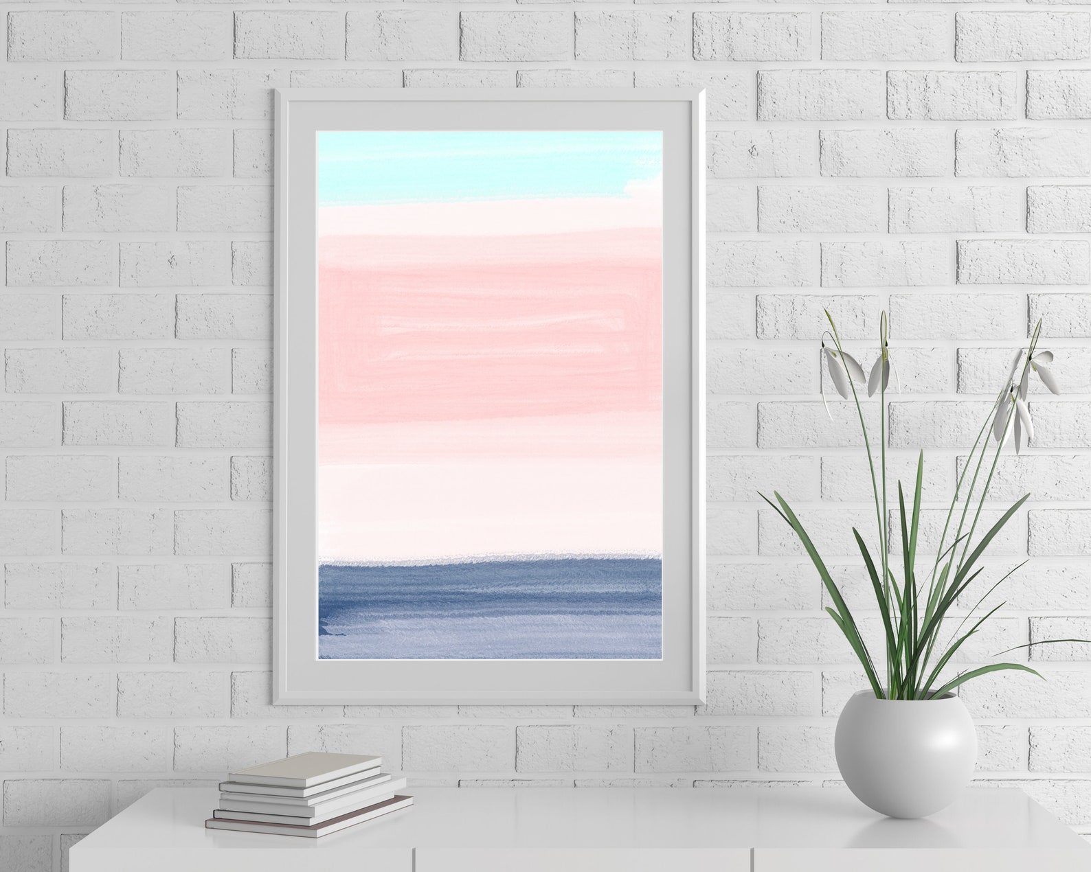 Blue and Pink Pastel Art Print Printable Wall Art Bright and - Etsy