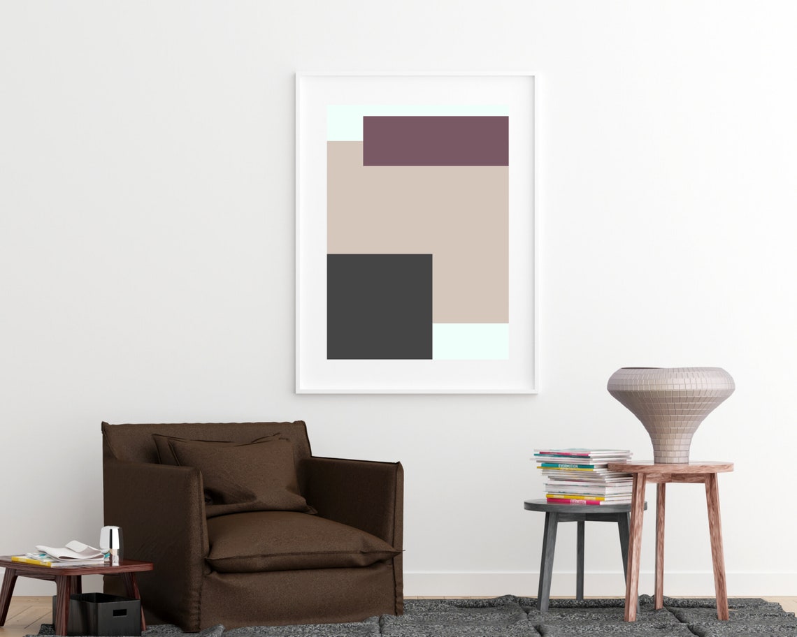 Earth Tone Geometric Art Print Rectangular and Square Design | Etsy