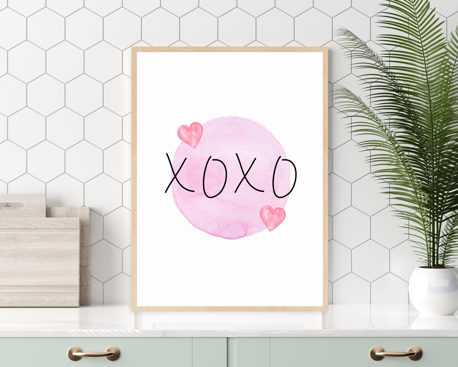 XOXO Art Print Pink Hearts Wall Art Valentine's Day Gift - Etsy