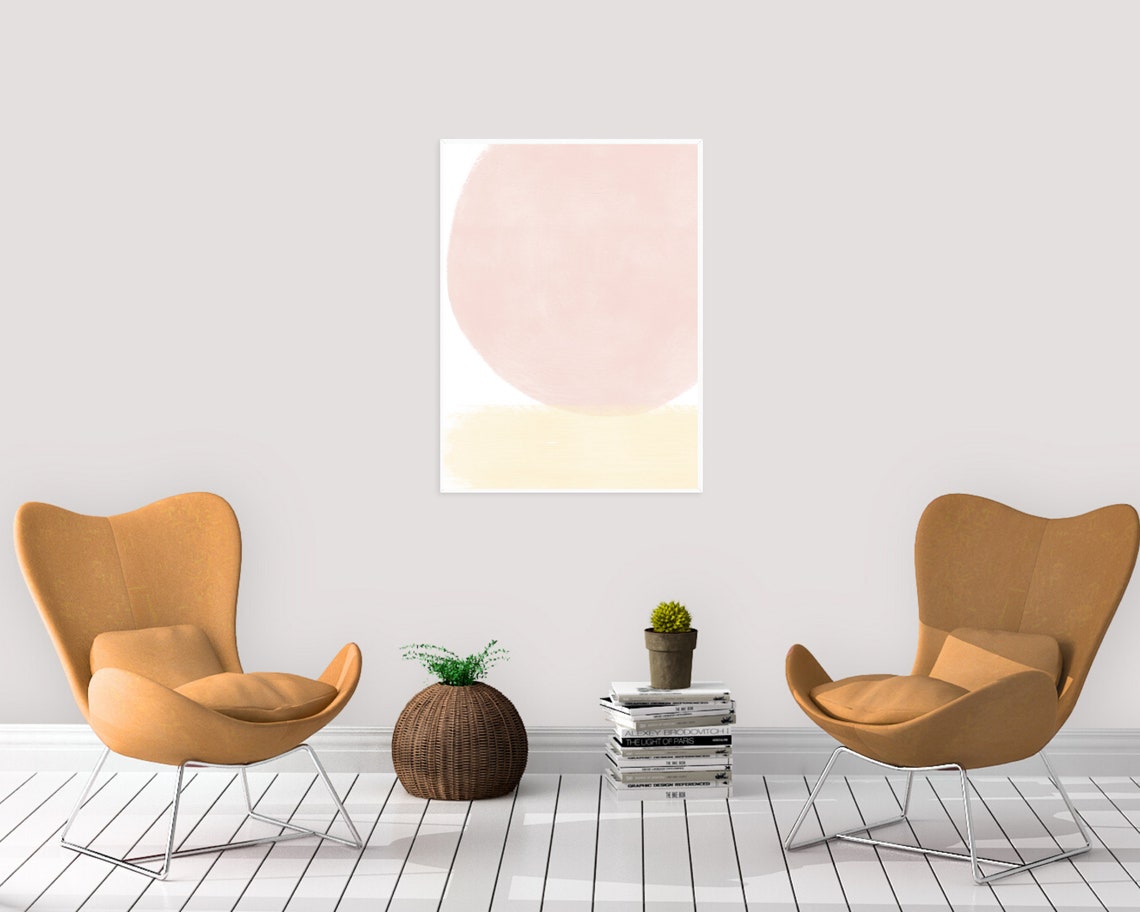 Light Pastel Pink and Yellow Art Print, Printable Wall Art for ...
