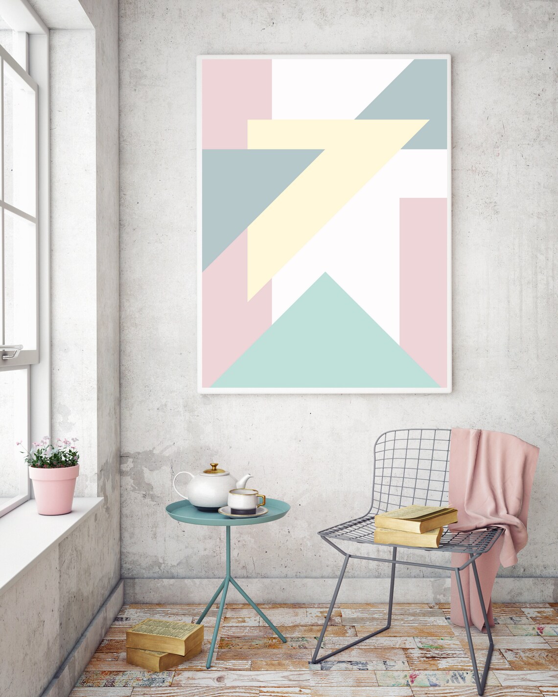 Geometric & Pastel Colored Art Print, Printable Wall Art, Instant ...