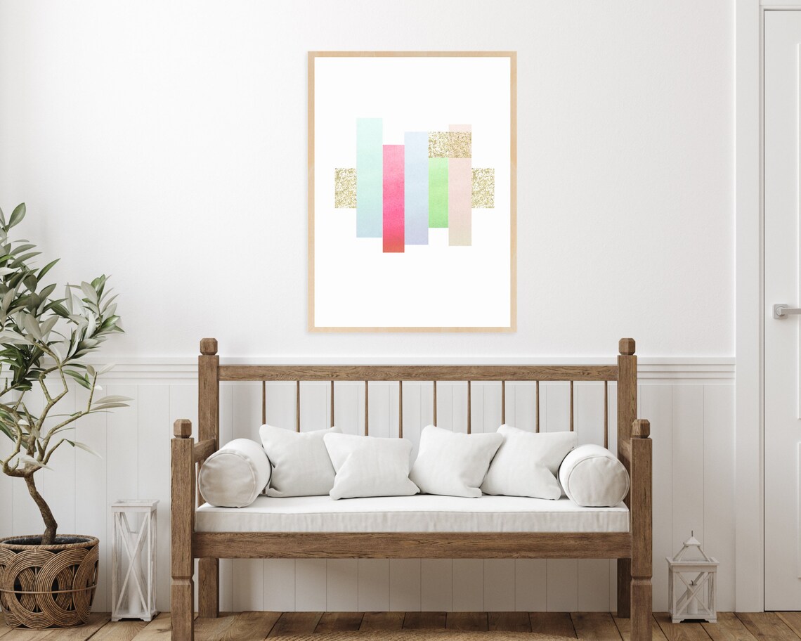 Colorful Geometric Art Print Rectangle Modern Design with | Etsy