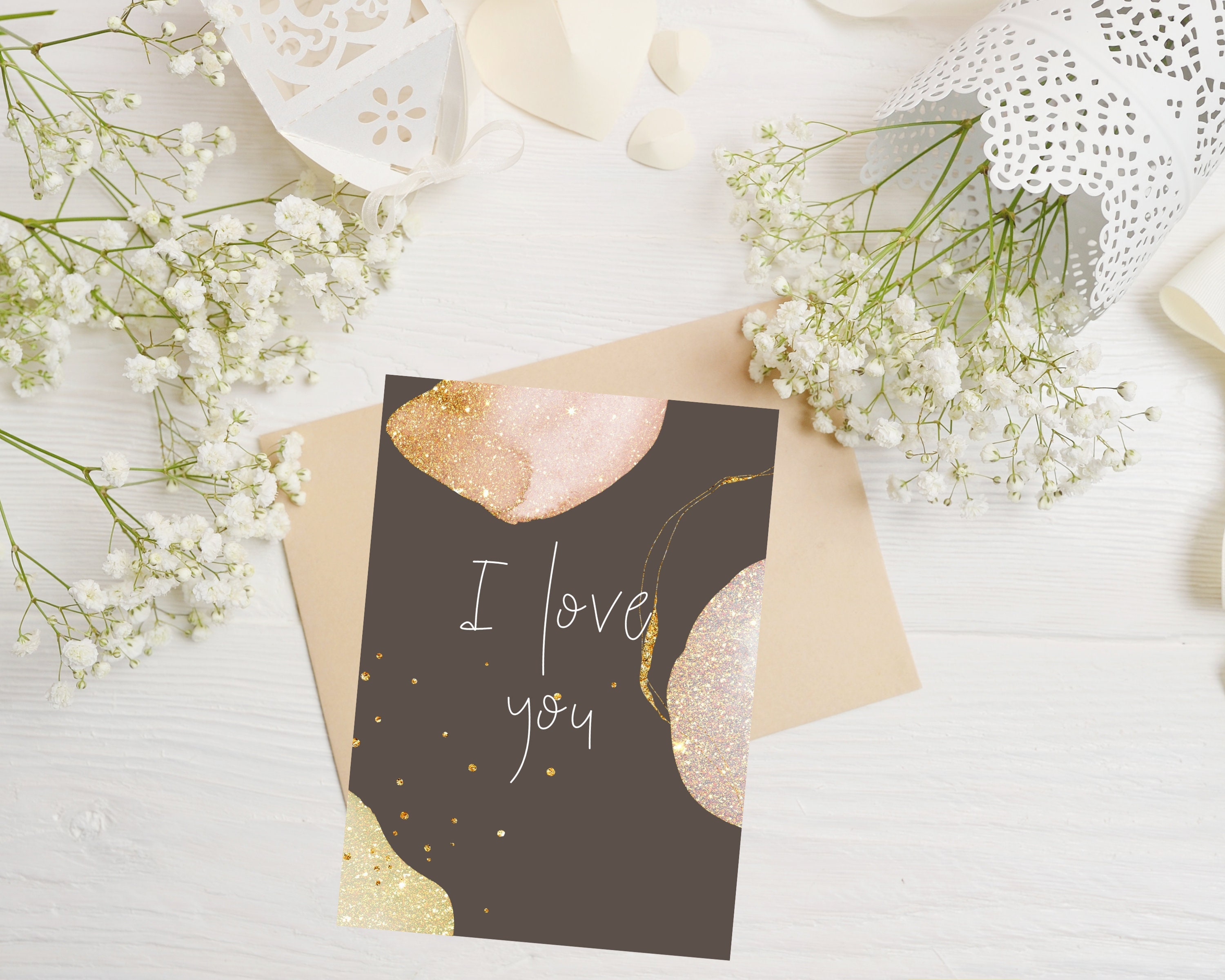 I Love You Valentine's Design, Digital Art Print, Printable Greeting ...